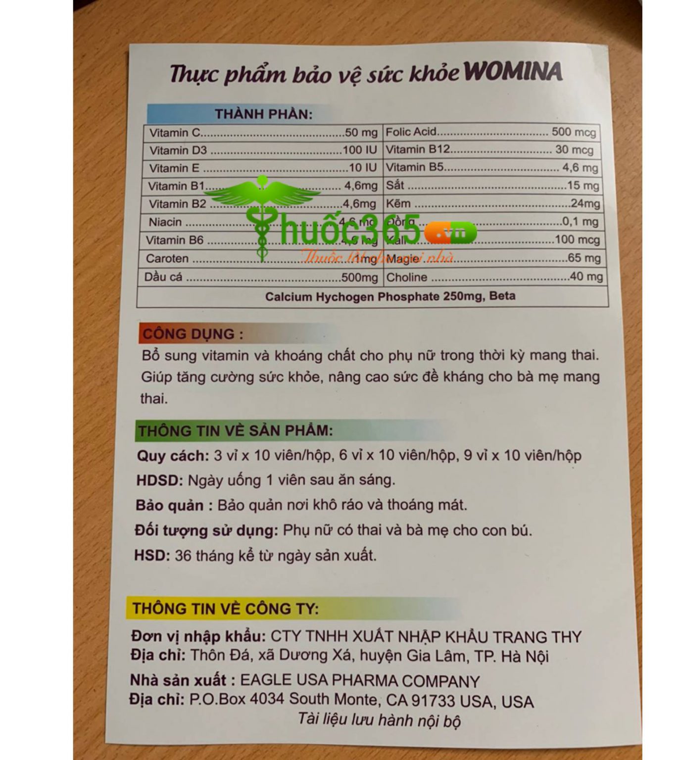 Womina - Bổ Sung Vitamin, Khoáng Chất Cho Bà Bầu | Thuoc365 - Nhà phân ...